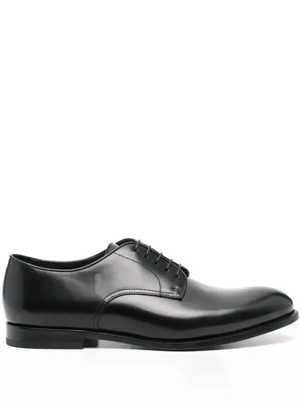 DOUCAL'S Lather Derby Shoes - Black