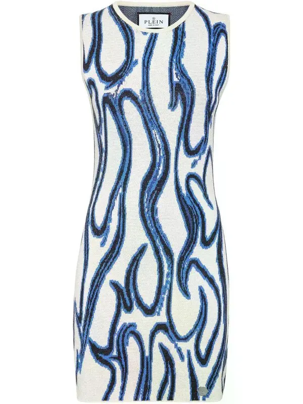 Philipp Plein Patterned Jacquard Mini Dress