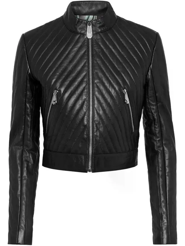 Philipp Plein Leather Biker Jacket - Black