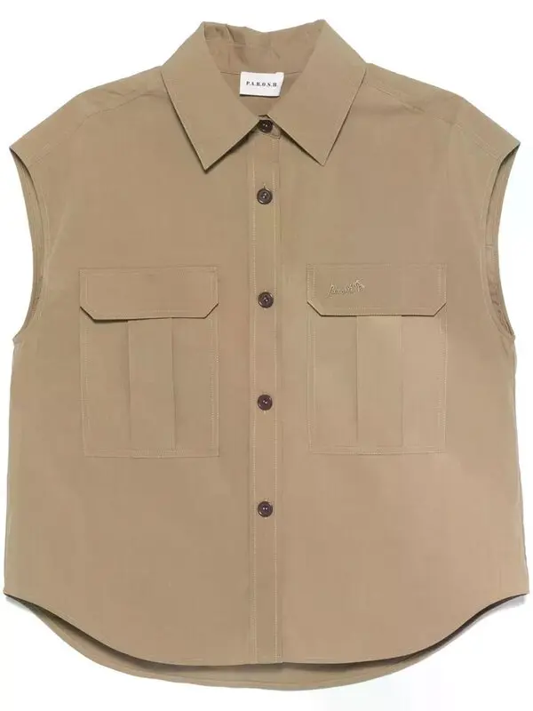 P.a.r.o.s.h Button-front Sleeveless Shirt - Brown