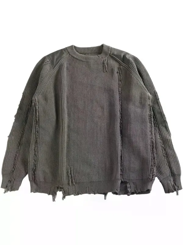 Y’s Distressed Panelled Sweater - Grey