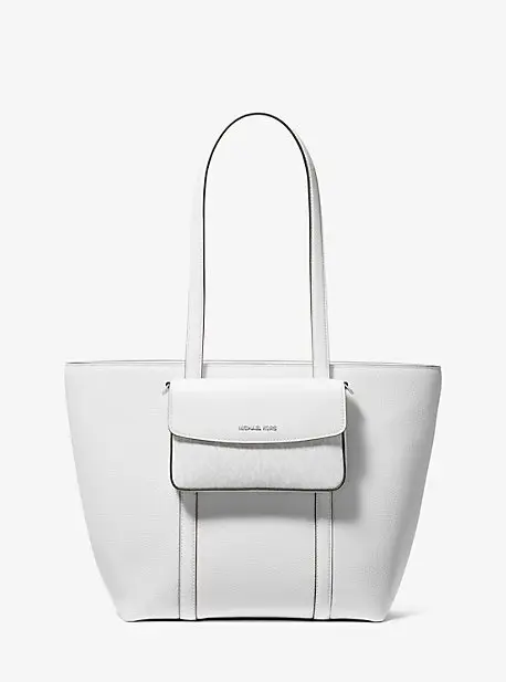 Michael Kors Jet Set Large Pebbled Leather Tote Bag - White