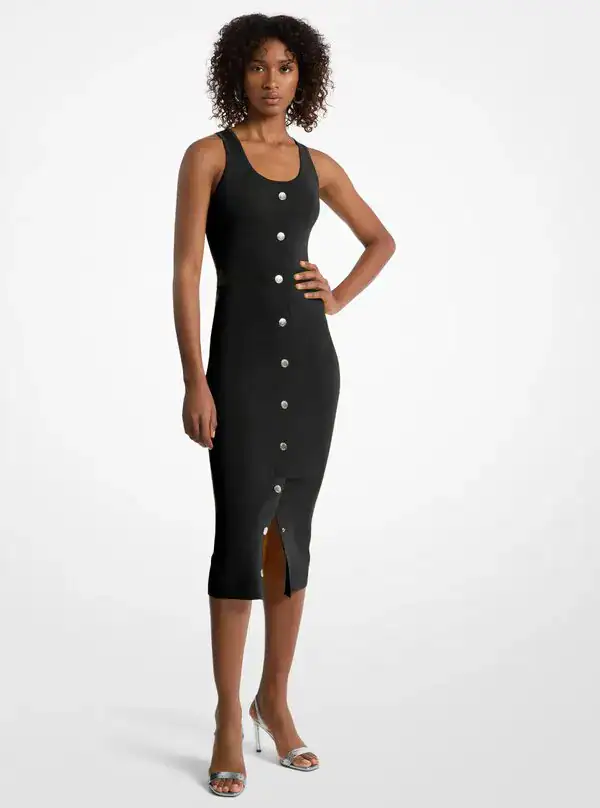 michael kors fitted dress Lime Green Ribbed Fitted Michael Kors Preloved Maxi Dress main image 1
