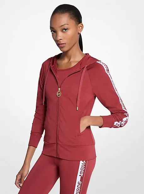 Michael Kors Logo Tape Zip-up Hoodie - Red