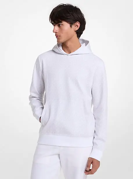 Michael Kors Signature Logo Cotton Blend Hoodie - White