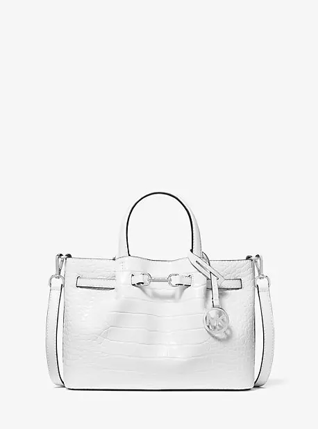 Michael Kors Carson Small Embossed Satchel - White