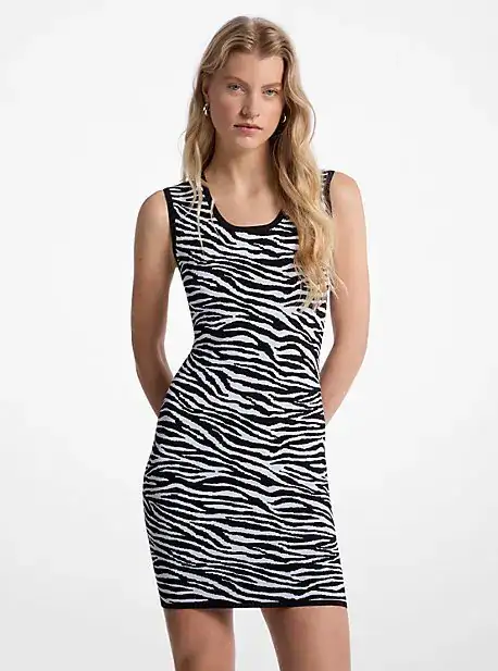 Michael Kors Zebra Print Knit Dress In Black - 50% Off | Editorialist
