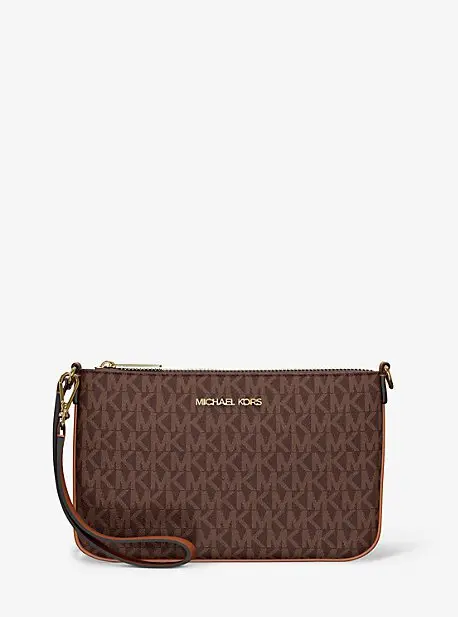 Michael Kors Jet Set Small Signature Logo Convertible Wristlet - Brown