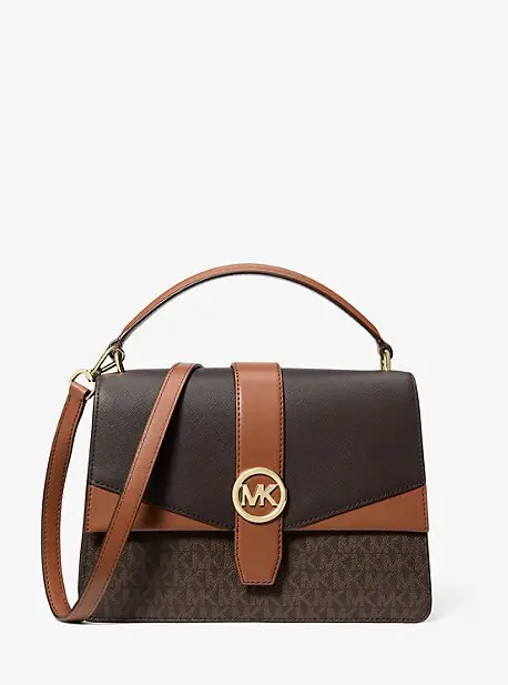Michael Kors Greenwich Medium Signature Logo Satchel - Brown