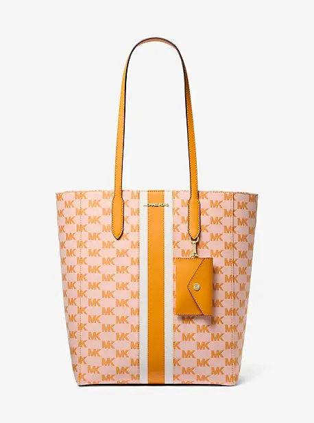 Michael Kors Vincent Large Logo Jacquard Tote Bag - Orange