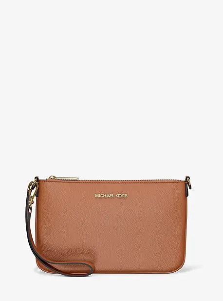 Michael Kors Jet Set Small Pebbled Leather Convertible Wristlet - Brown