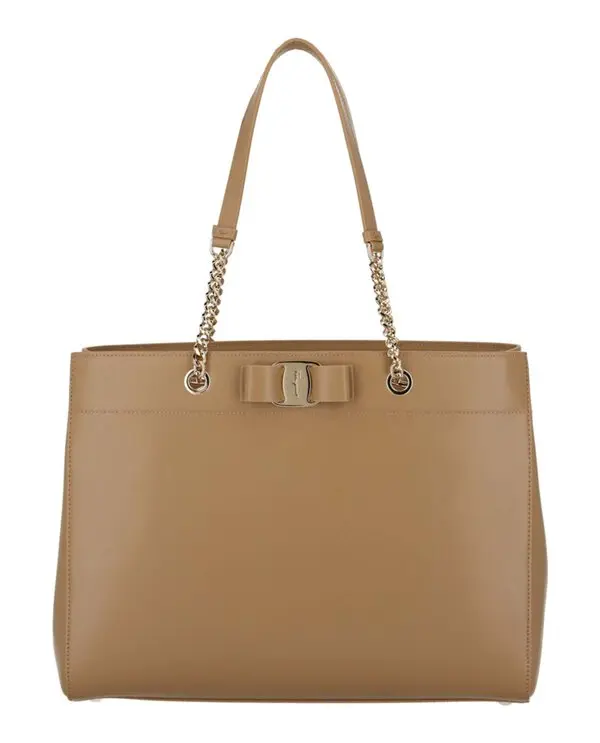 FERRAGAMO Vara Bow Smooth Leather Tote - Camel