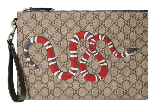 Gucci Bestiary Kingsnake Pouch - Beige/ebony