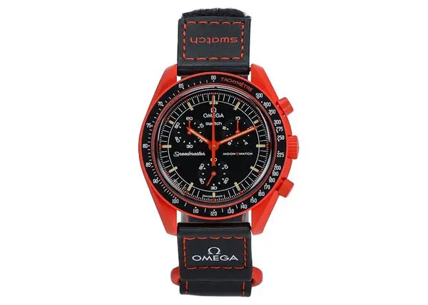 SWATCH X Omega Moonswatch Mission On Earth Lava Strap Watch - Bioceramic