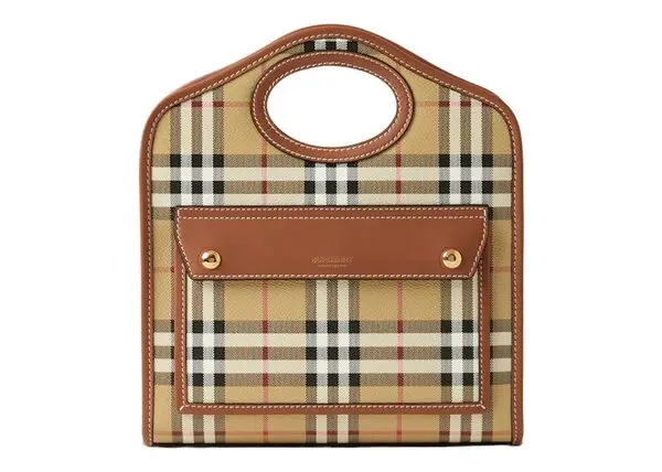 Burberry Check And Leather Mini Pocket Bag