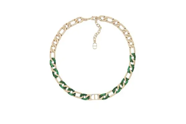 Dior Tears Chain Link Necklace - Gold/green