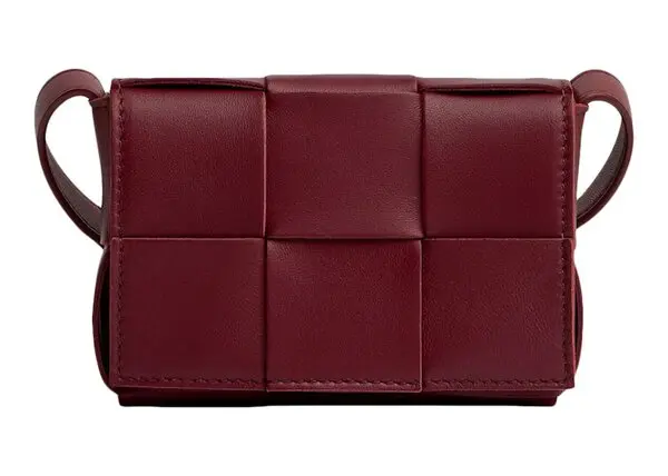 Bottega Veneta Candy Cassette Crossbody Bag Mini Intreccio - Bordeaux