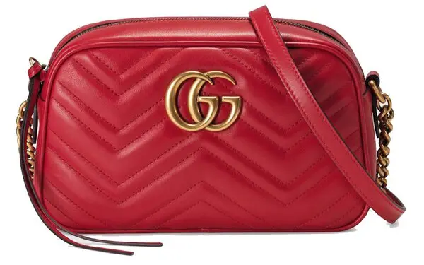 Gucci Gg Marmont Camera Bag - Hibiscus Red