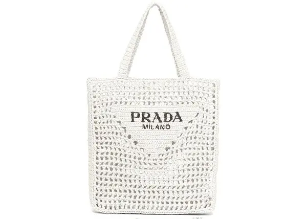 Prada Raffia Tote Bag - White