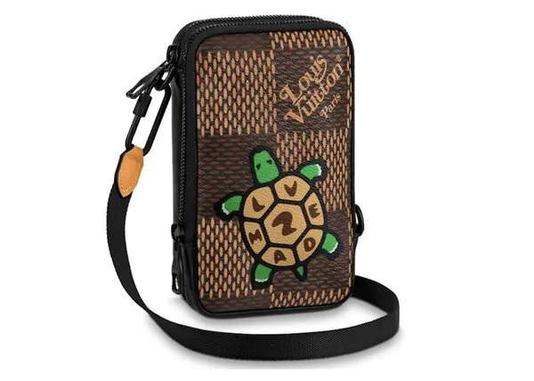 LOUIS VUITTON X Nigo Double Phone Pouch Damier Ebene Giant