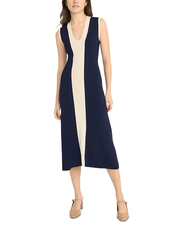 LUXELY Contrast Stripe Midi Dress