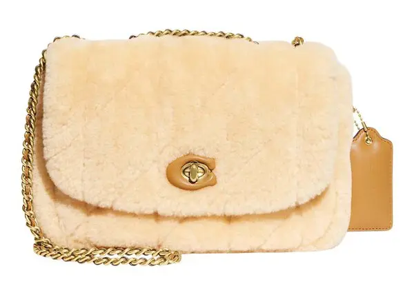 Coach Pillow Madison Shearling Shoulder Bag - Natural