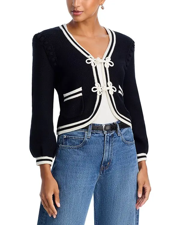 L'Agence Kaito Trimmed Cardigan - Black/ivory