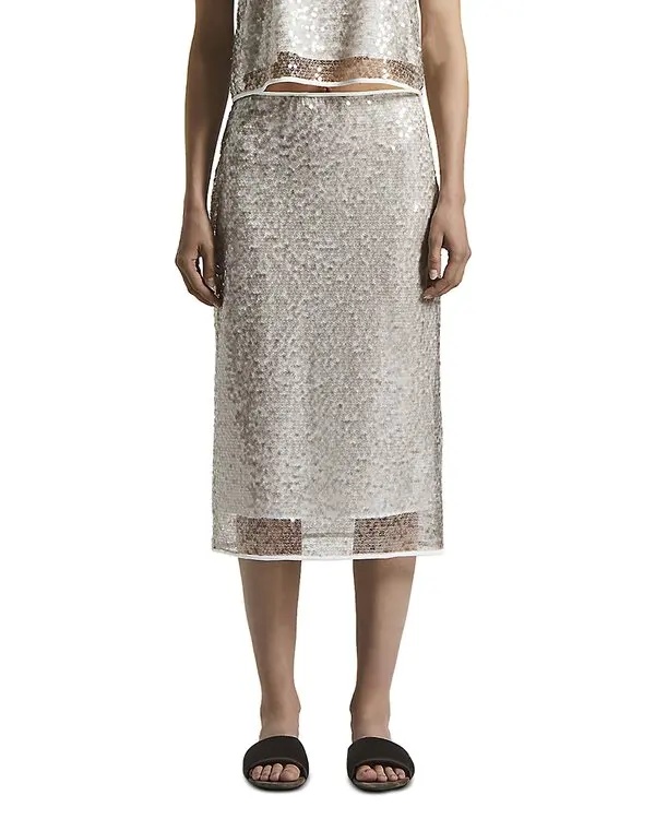 Peserico Sequined Midi Skirt - Amber Beige