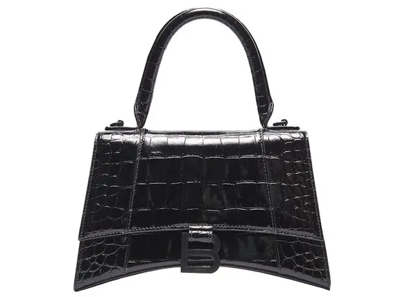 Balenciaga Hourglass Top Handle Crocodile Embossed Xs