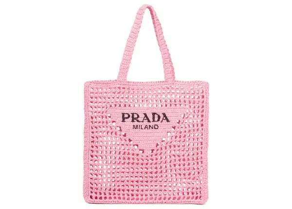 Prada Raffia Tote Bag - Petal Pink