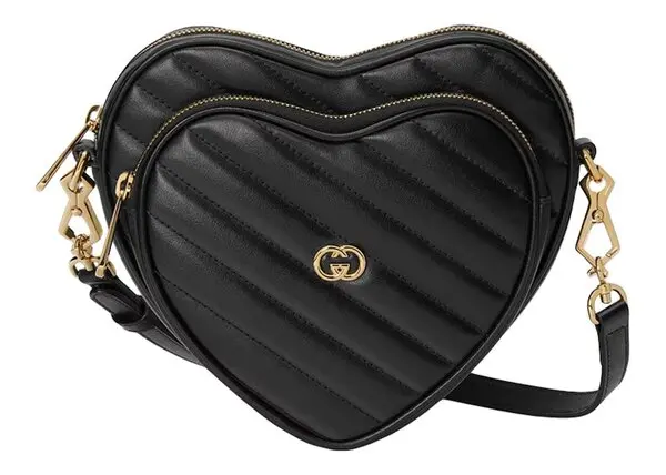 Gucci Interlocking G Mini Heart Shoulder Bag - Black