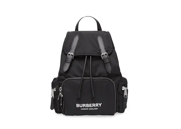 Burberry Logo Print Econyl Nylon Backpack - Black