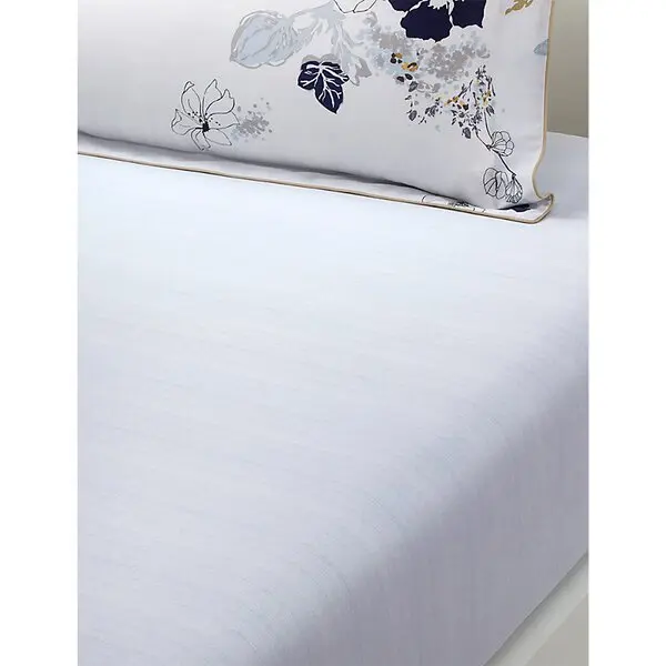 YVES DELORME Eclipses Floral Cotton-sateen Fitted Sheet