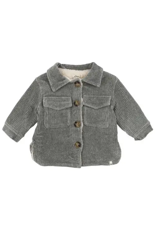 OH BABY! Corduroy Shacket - Heather Grey
