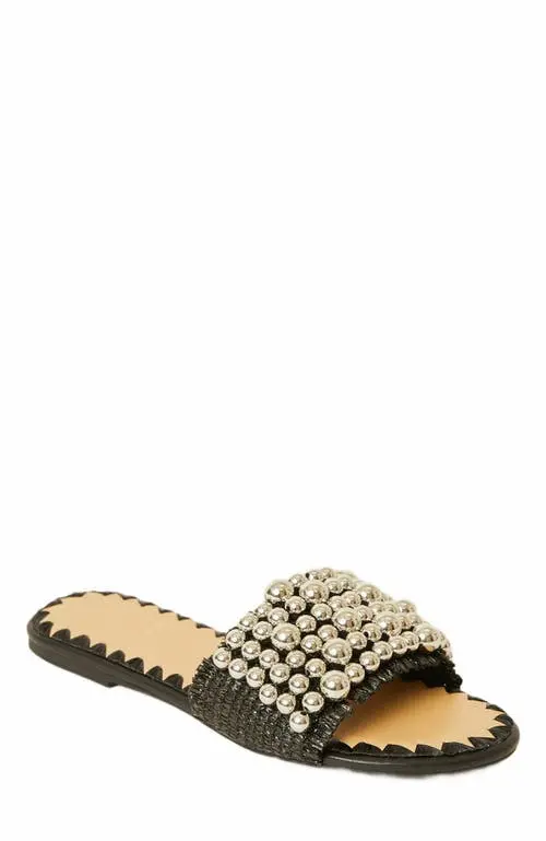 BTB LOS ANGELES Milos Pearl Slides - Black Silver