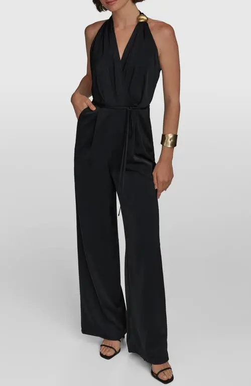 Donna Karan New York Pleated Sleeveless Jumpsuit - Black