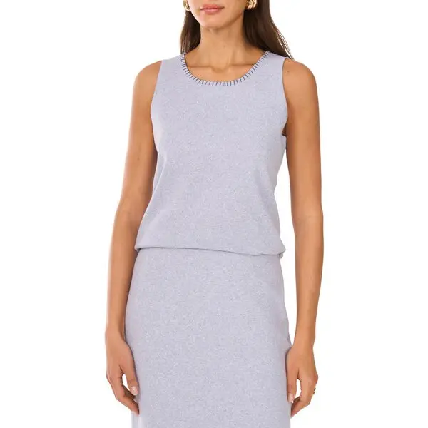 Vince Camuto Whipstitch Sleeveless Sweater - Grey Skies