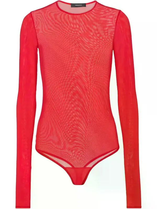 Wardrobe.NYC Sheer Bodysuit - Red