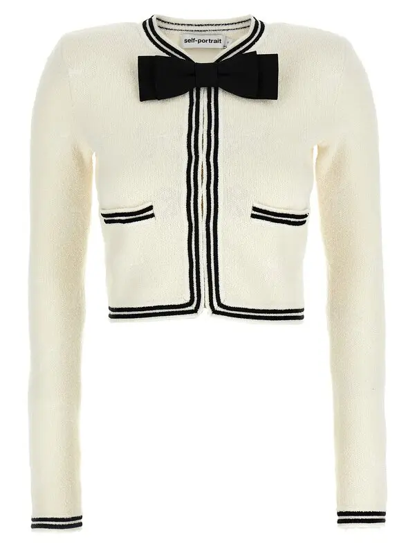 SELF-PORTRAIT Bow Jacquard Cardigan