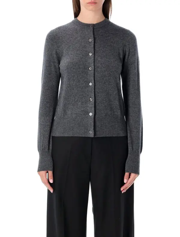 RHEA COSTA Wool Cashmere Cropped Cardigan - Grey