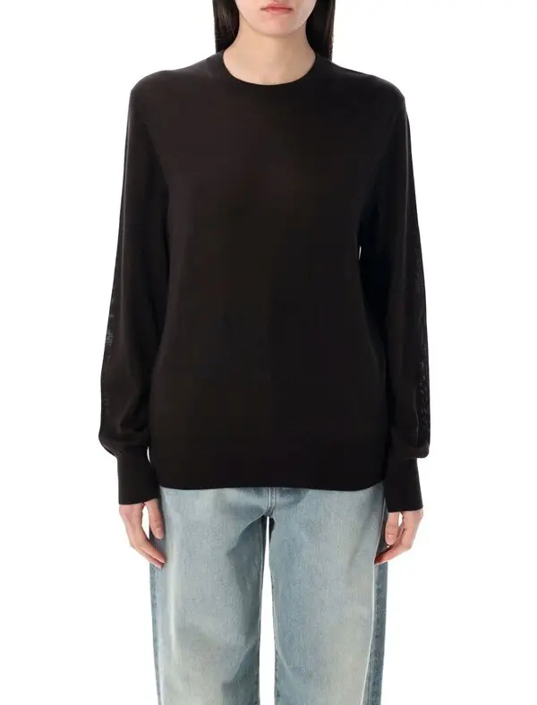 RHEA COSTA Crewneck Merino Wool Sweater - Brown