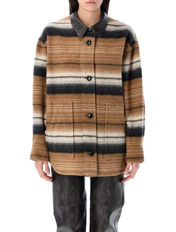 Isabel Marant Dayvi Overshirt Coat - Camel Multi