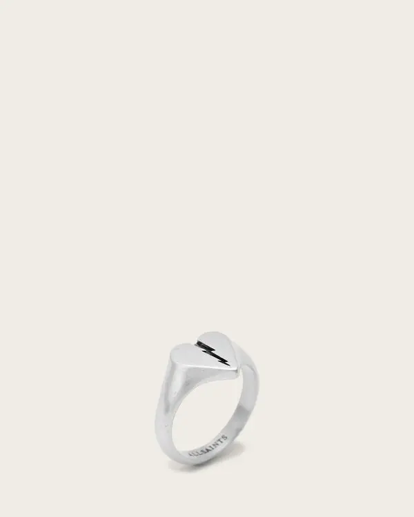All Saints Split Heart Signet Ring