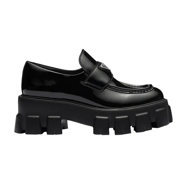 Prada Monolith Patent Leather Loafer - Black