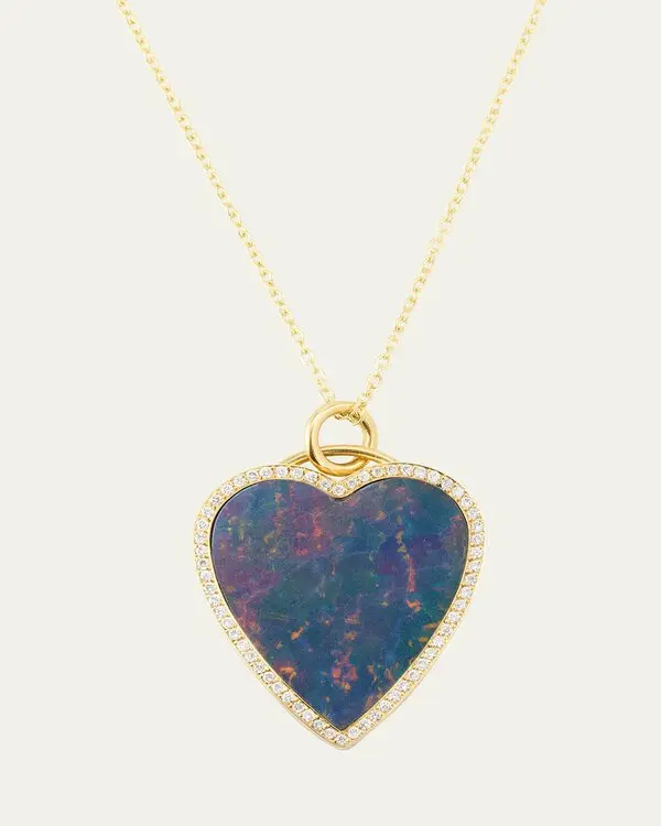 JENNIFER MEYER Boulder Opal And Diamond Heart Pendant Necklace