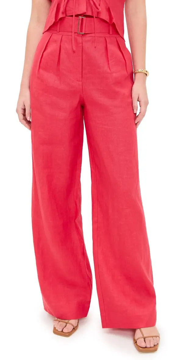 HEVRON Alina Wide Leg Pants - Bright Red