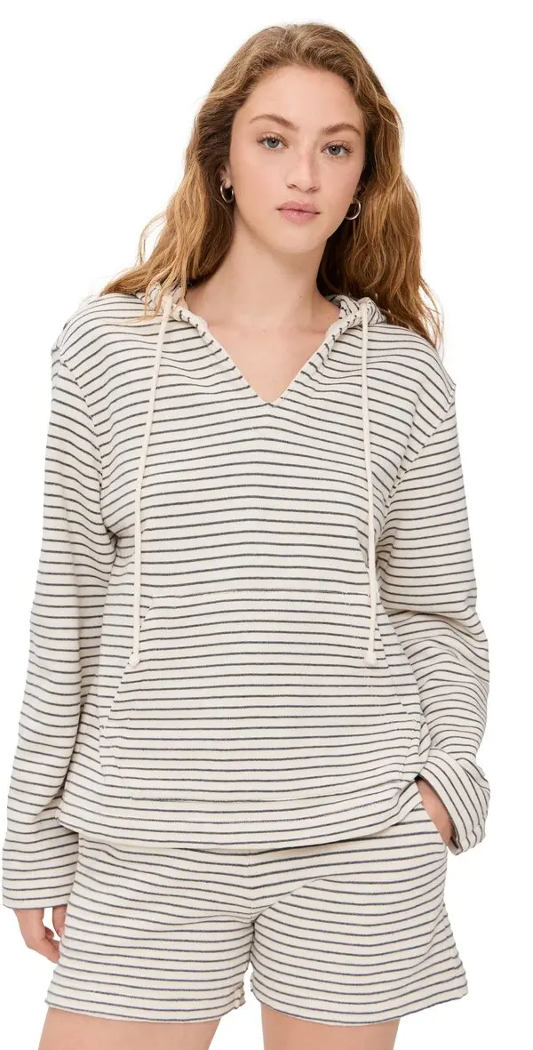 Velvet By Graham & Spencer Jordyn Striped Sweatshirt - Natural/charcoal