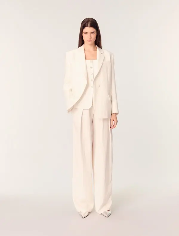 Maje Viscose Suit Jacket - Ecru
