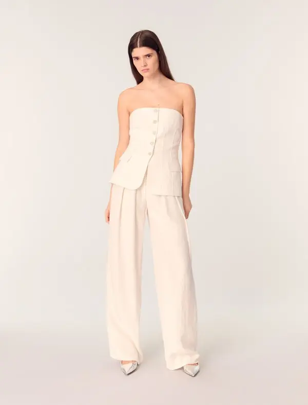Maje Viscose Bustier Top - Ecru