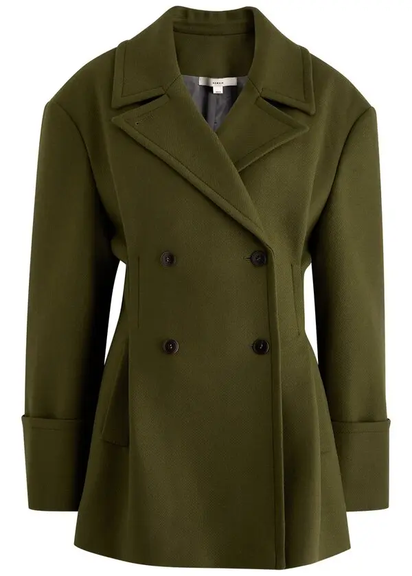 Remain Birger Christensen Double-breasted Wool-blend Pea Coat - Olive